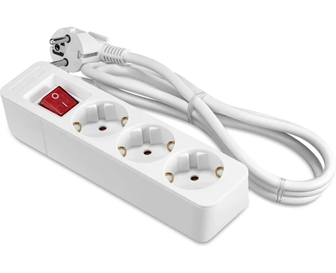 ON Extension lead 3-way socket grounded with switch, 1.5m white | NetOnNet