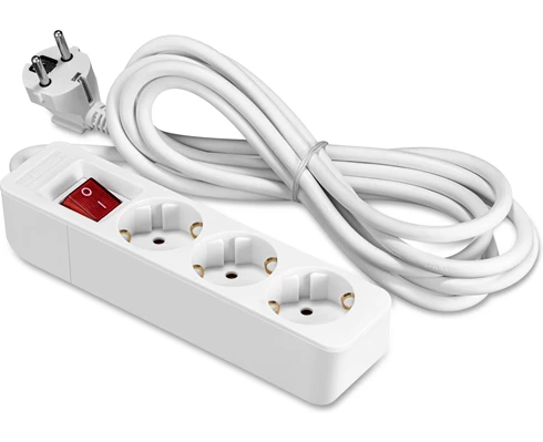 ON Extension lead 3-way socket grounded with switch, 3m white | NetOnNet