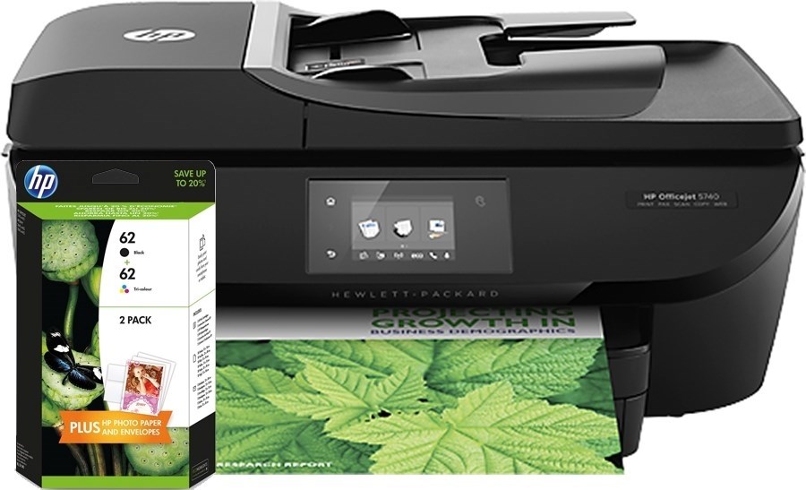 HP Officejet 5740 + HP 62 2-pack | NetOnNet