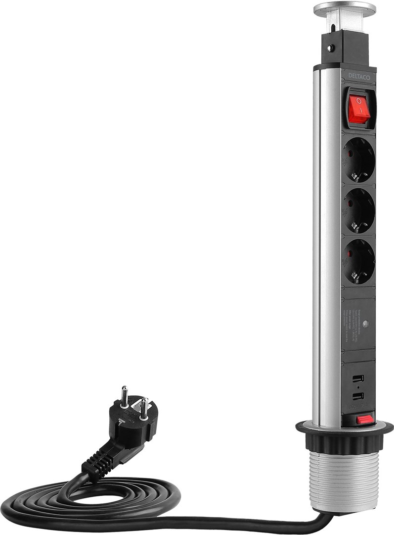 Deltaco Tabletop Pop-Up Power Strip with Surge ... | NetOnNet