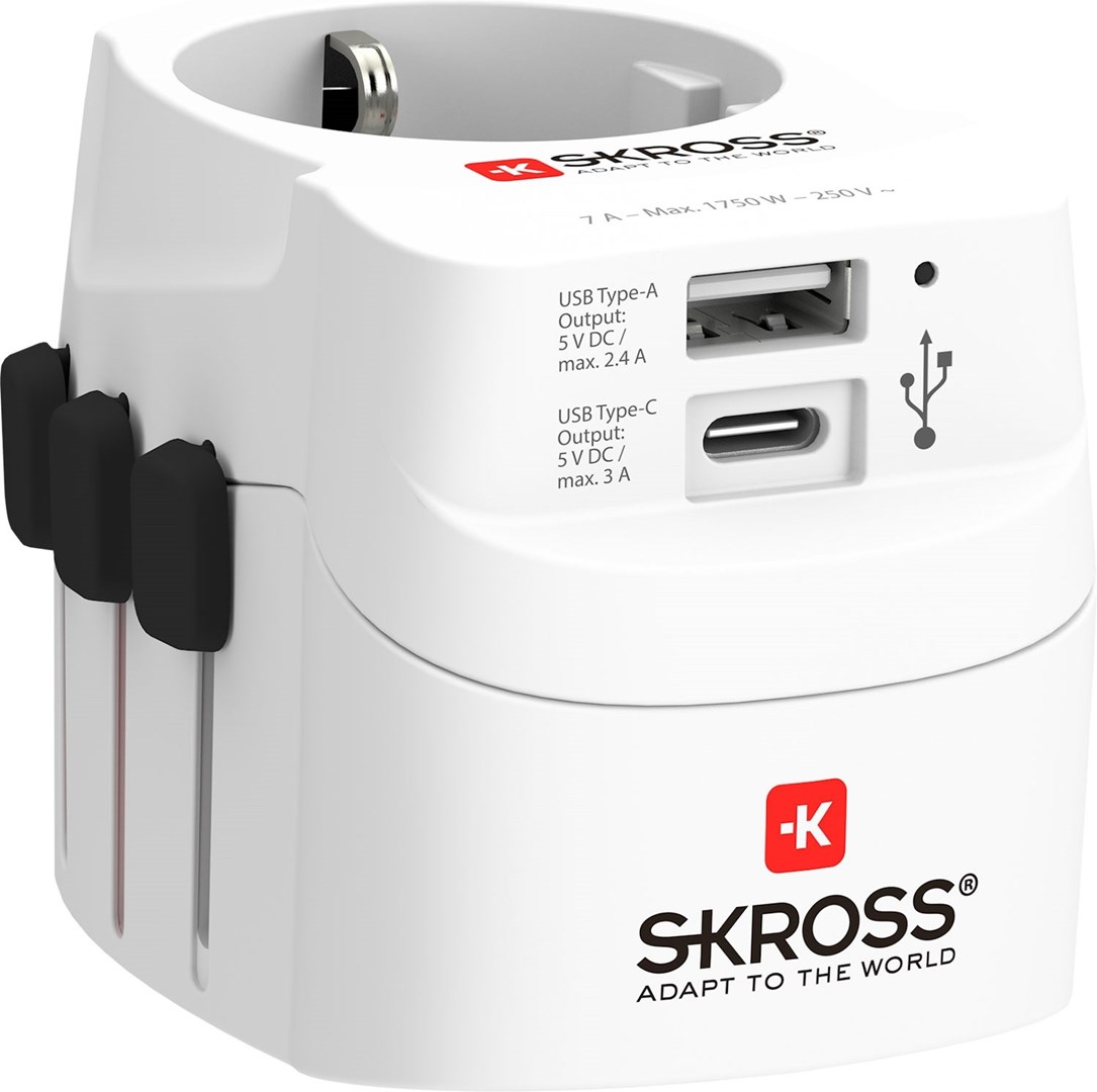 SKROSS World travel adapter with integrated dua... | NetOnNet