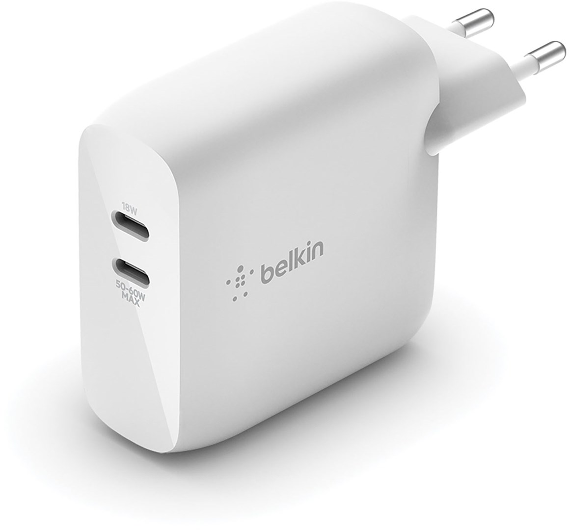 Belkin Dual USB-C 63W GaN Charger White | NetOnNet